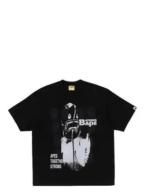 A BATHING APE Spray Print Logo Relaxed Fit Tee Shirt - Black