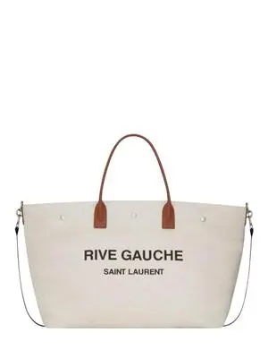 Saint Laurent Rive Gauche Maxi Tote - Cream/brown
