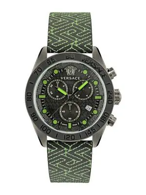 Versace Greca Dome Chrono Leather Watch - Stainless Steel