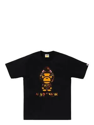 A BATHING APE 1st Camo Milo Shark Fzh Tee Shirt Black/orange