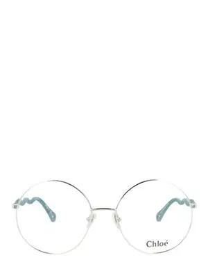 Chloé Round Metal Optical Frames - Silver Green Transparent (ch0057o/30011445/008)