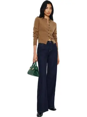 REFORMATION Farren Cashmere Crew Cardigan Camel