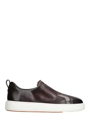 Santoni Leather Victory Sneakers - Burgundy