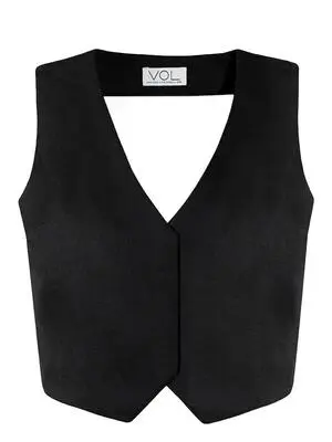 VESTIAIRE D'UN OISEAU LIBRE Open-back Cropped Top - Black