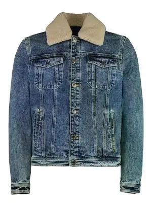 MOORER Sheepskin-Trimmed Denim Jacket