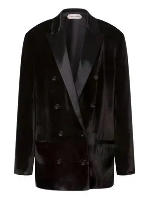 Alberta Ferretti Satin Double-breasted Blazer - Black