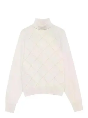 Peserico Diamond-pattern Turtleneck Sweater - Neutrals