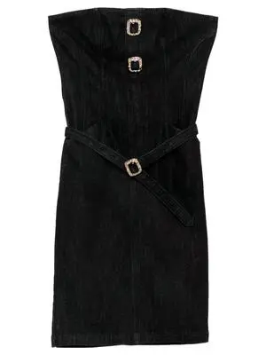 SELF-PORTRAIT Buckle-detail Strapless Midi Dress - Black