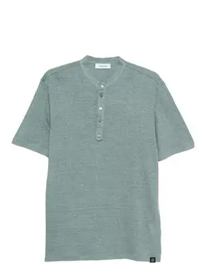GRAN SASSO Henley-neck Linen T-shirt - Green