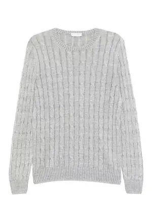 GRAN SASSO Cable-knit Crew-neck Sweater - Grey