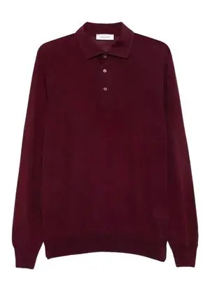 GRAN SASSO Long-sleeve Wool Polo Shirt Red