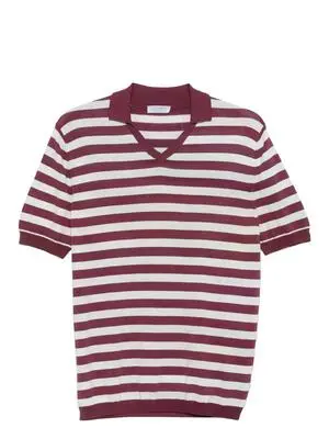 GRAN SASSO Striped Polo-neck T-shirt - Red