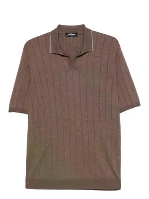 GRAN SASSO Ribbed Polo-collar T-shirt - Brown