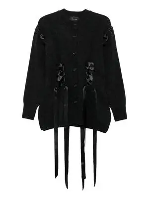 Simone Rocha Ribbon-detail Knitted Cardigan - Grey
