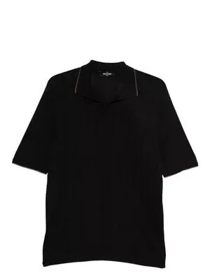 GRAN SASSO Ribbed Polo T-shirt - Black