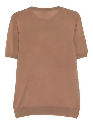 LARDINI Short-sleeve Fine-knit T-shirt - Brown
