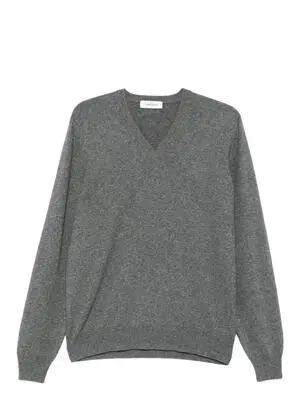 GRAN SASSO V-neck Long Sleeve Sweater - Grey