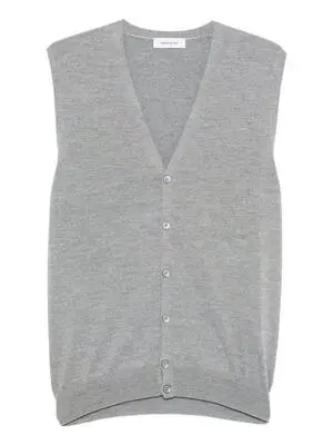 GRAN SASSO Wool V-neck Vest - Grey