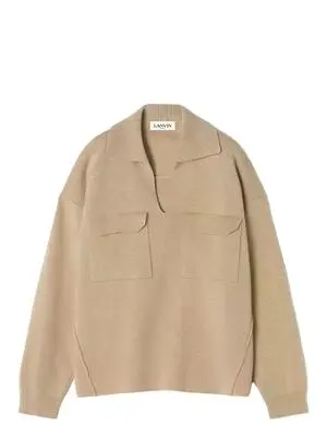 LANVIN Patch-pocket Cashmere Sweater - Neutrals