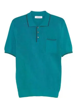 GRAN SASSO Ribbed Pocketed Polo Shirt - Blue