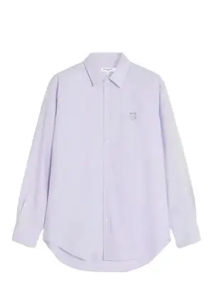 Maison Kitsuné Embroidered-logo Cotton Shirt - Neutrals