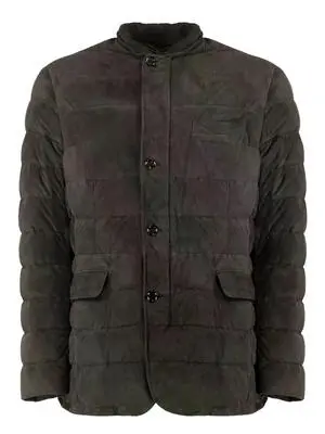 MOORER Quilted Suede Jacket - Brown
