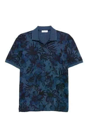 GRAN SASSO Floral-print Polo Shirt - Blue