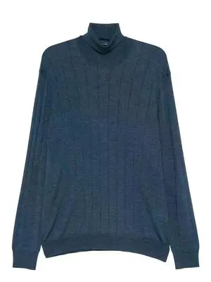 GRAN SASSO Ribbed Turtleneck Top - Blue