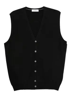 GRAN SASSO Virgin Wool Sleeveless Cardigan - Black