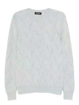 GRAN SASSO Chevron Pattern Crew-neck Sweater - Blue