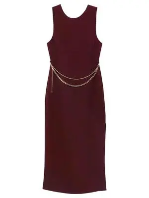 TWINSET Chain-embellished Sleeveless Midi Dress - Red