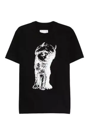 Sacai Graphic-print Cotton T-shirt - Black