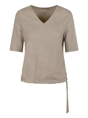 Herno V-neck Top With Side-tie - Neutrals