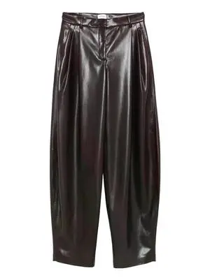 ANDAMANE Pleated Faux Leather Trousers