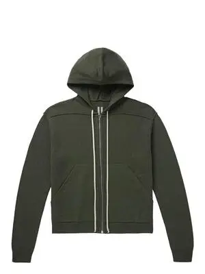 Rick Owens Boiled Cashmere And Wool-blend Zip-up Hoodie - Green