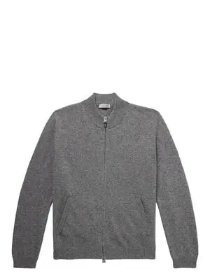 Canali Wool And Cashmere-blend Zip-up Cardigan - Gray