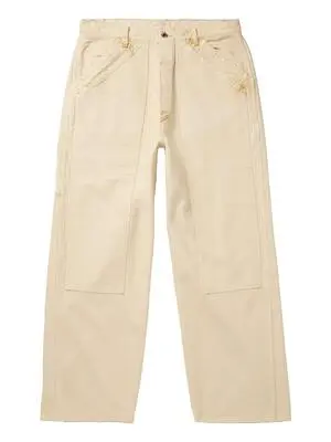 A.PRESSE Vintage Double-Knee Wide-Leg Jeans Beige