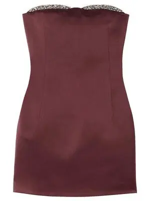THE NEW ARRIVALS ILKYAZ OZEL Noélie Strapless Crystal-embellished Mini Dress - Burgundy