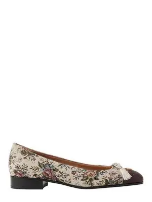 Valentino Garavani Valet Du Roi Floral-jacquard Ballet Flats - Neutrals