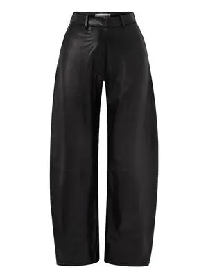 Nour Hammour Leather Barrel-leg Pants - Black