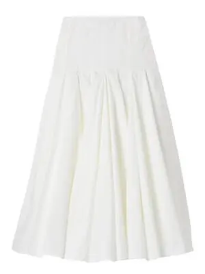 Jacquemus Triana Pleated Cotton-poplin Midi Skirt - White