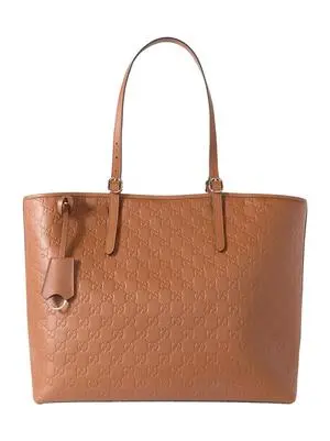 Gucci Gg Embossed Leather Tote - Brown