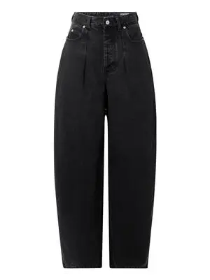 Jacquemus The Ovalo De-nîmes Pleated High-rise Barrel-leg Jeans - Black
