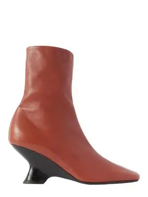 Dries Van Noten Leather Ankle Boots - Red