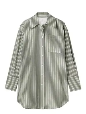 Co Oversized Striped Cotton-poplin Shirt - Green