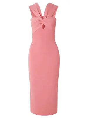 Cult Gaia Dawnette Cutout Knotted Ribbed-knit Midi Dress - Pink