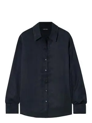 ANINE BING Essie Washed Cotton-Twill Shirt Black