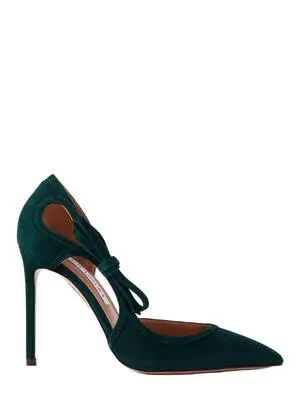 AQUAZZURA Soave 105 Suede Pumps With Bow Detailing - Green
