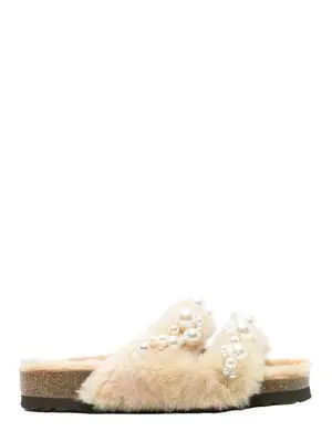 ALAMEDA TURQUESA Mimi Faux-pearl Embellished Sandals - Neutrals