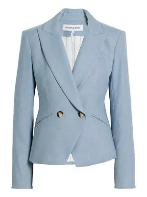 Veronica Beard Rickie Dickey Double-breasted Twill Blazer - Light Blue